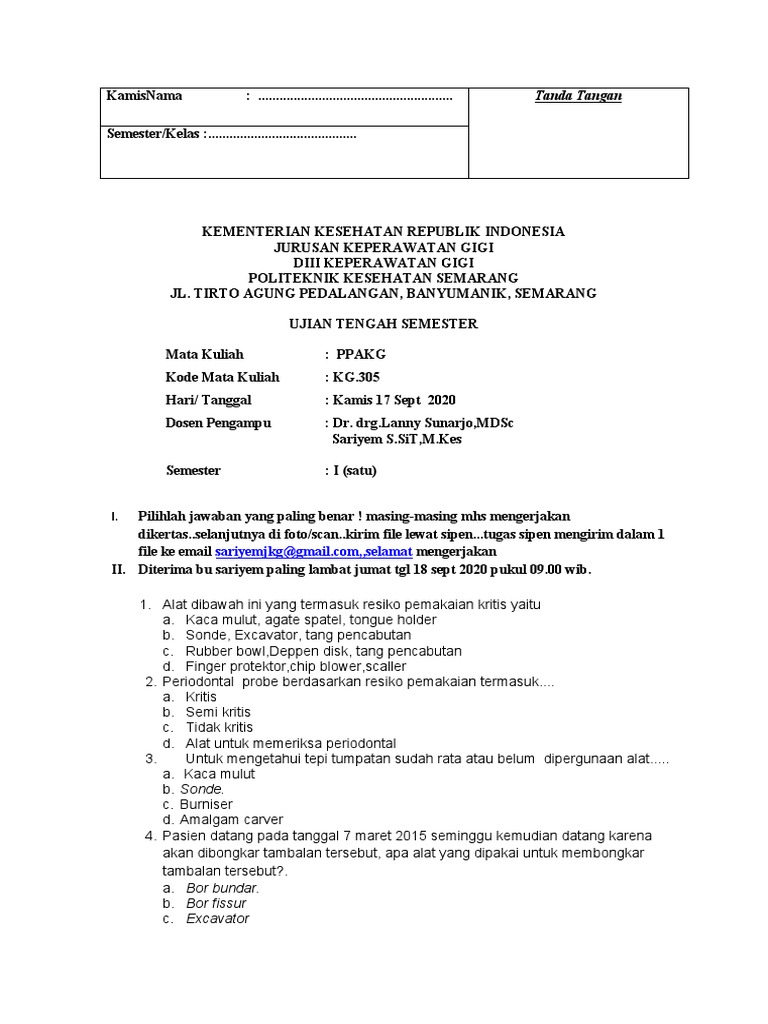 Ujian Tengah Semester PPAKG 2020 | PDF | Kajian Bahasa Asing | Griya ...