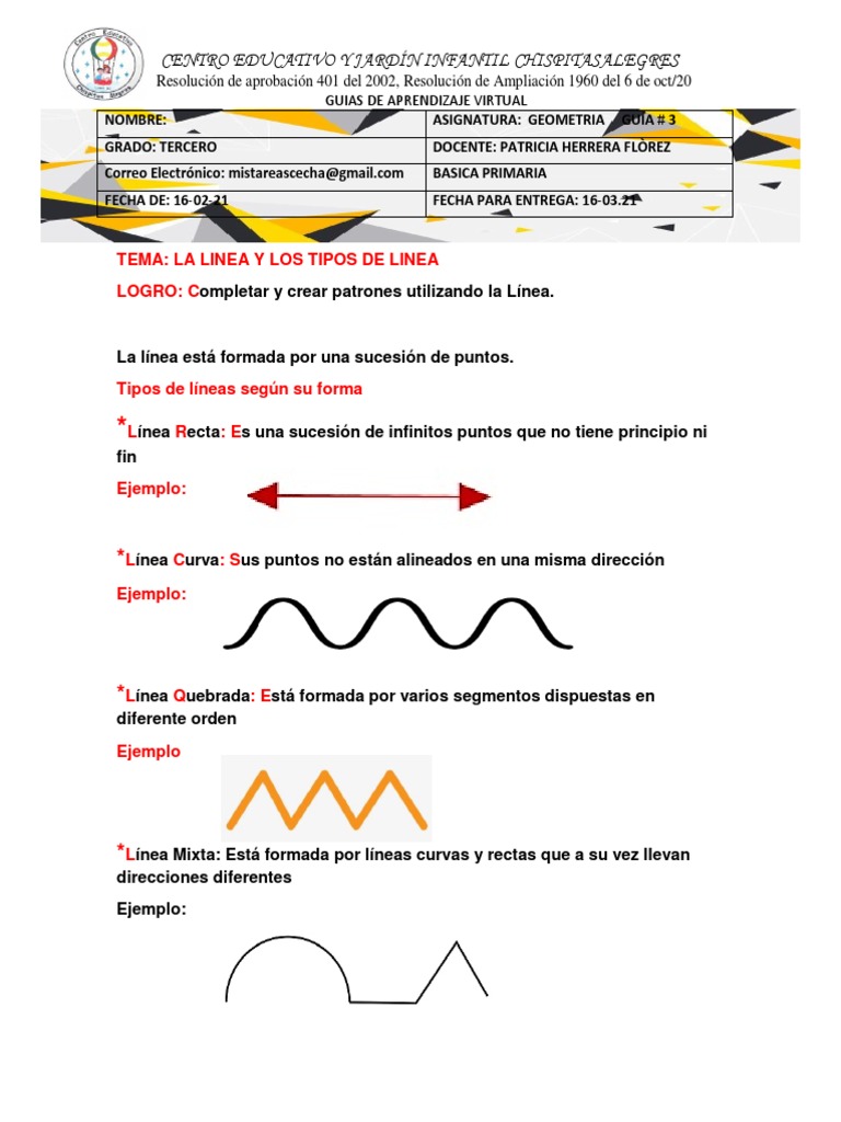 Tipos de Líneas en Geometría para Tercero | PDF
