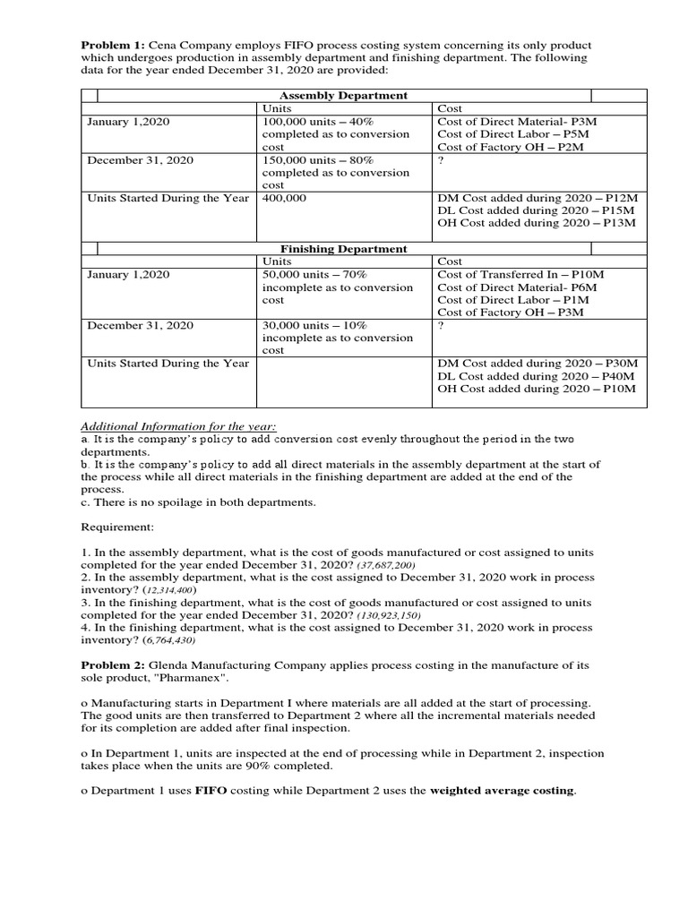 Process Costing Part 2 Illustrations | PDF | Inventory | Cost