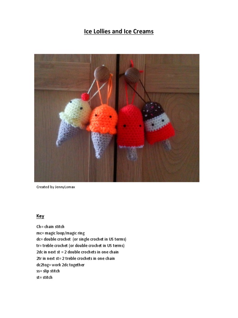 Ice Cream and Ice Lolly Pattern | PDF | Crochet | Knitting