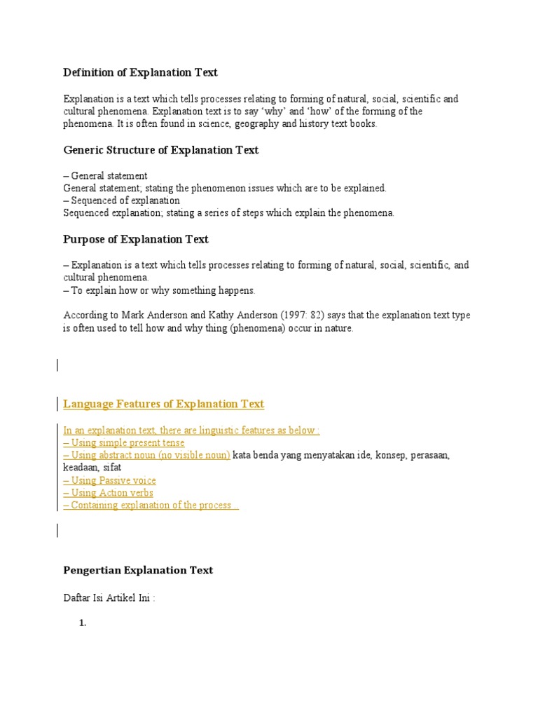 Definition of Explanation Text | PDF
