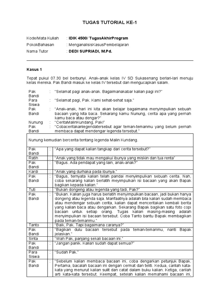TUGAS TUTORIAL KE-1 Revisi | PDF
