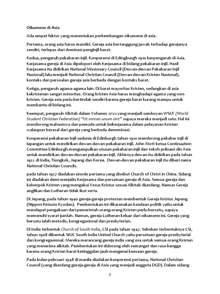 Oikumene Di Asia | PDF