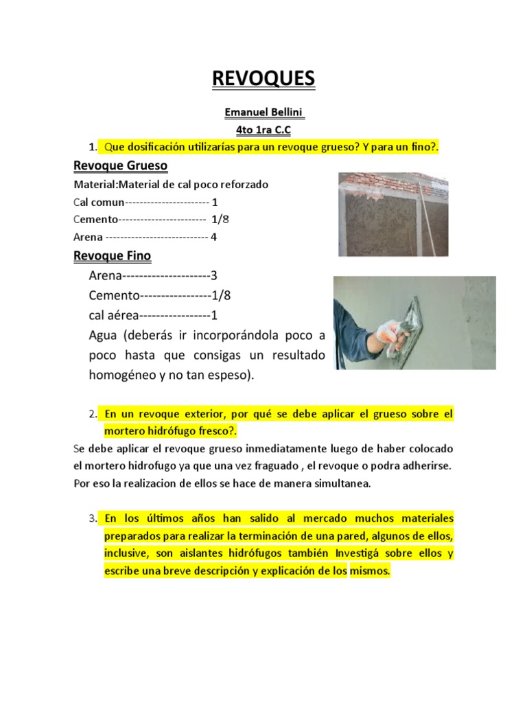 REVOQUES | PDF | Pintar | Materiales