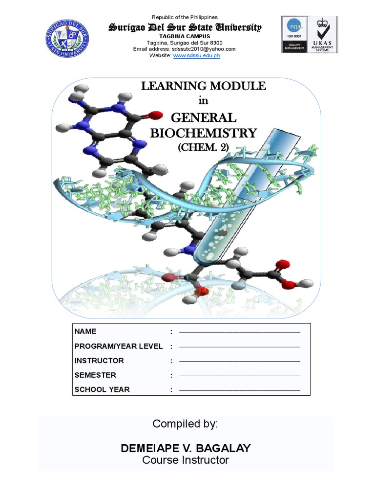 Module 1 - General Biochemistry (Chem.2) | PDF