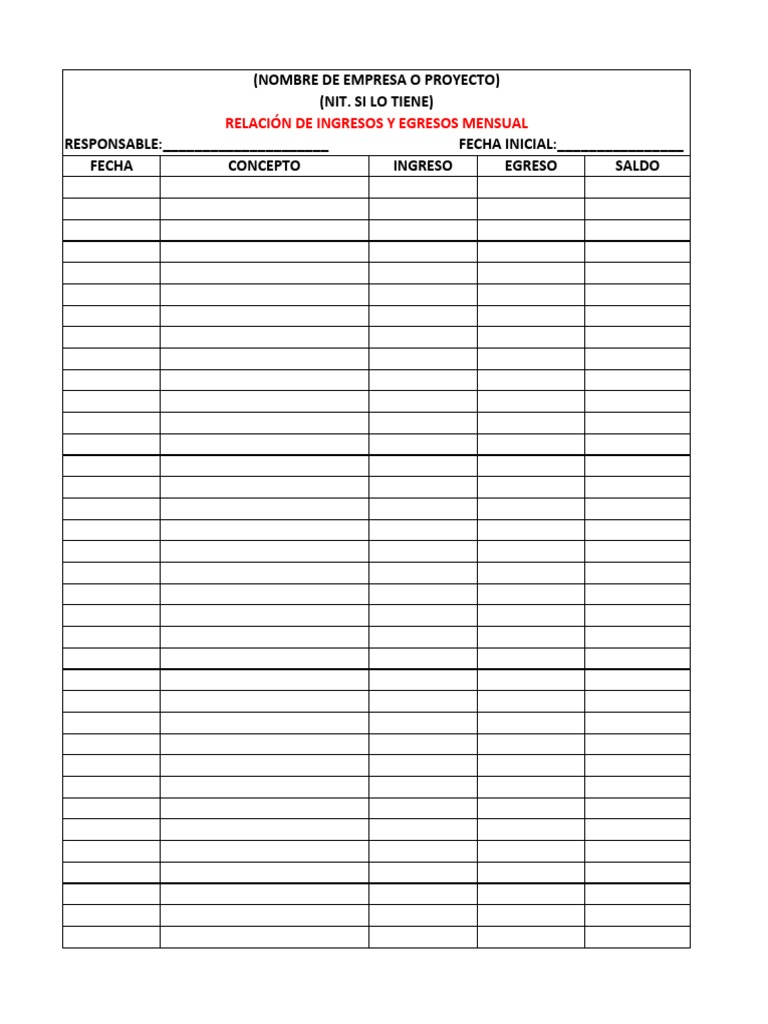 Formato de Ingresos y Egresos - Daniela Viloria | PDF