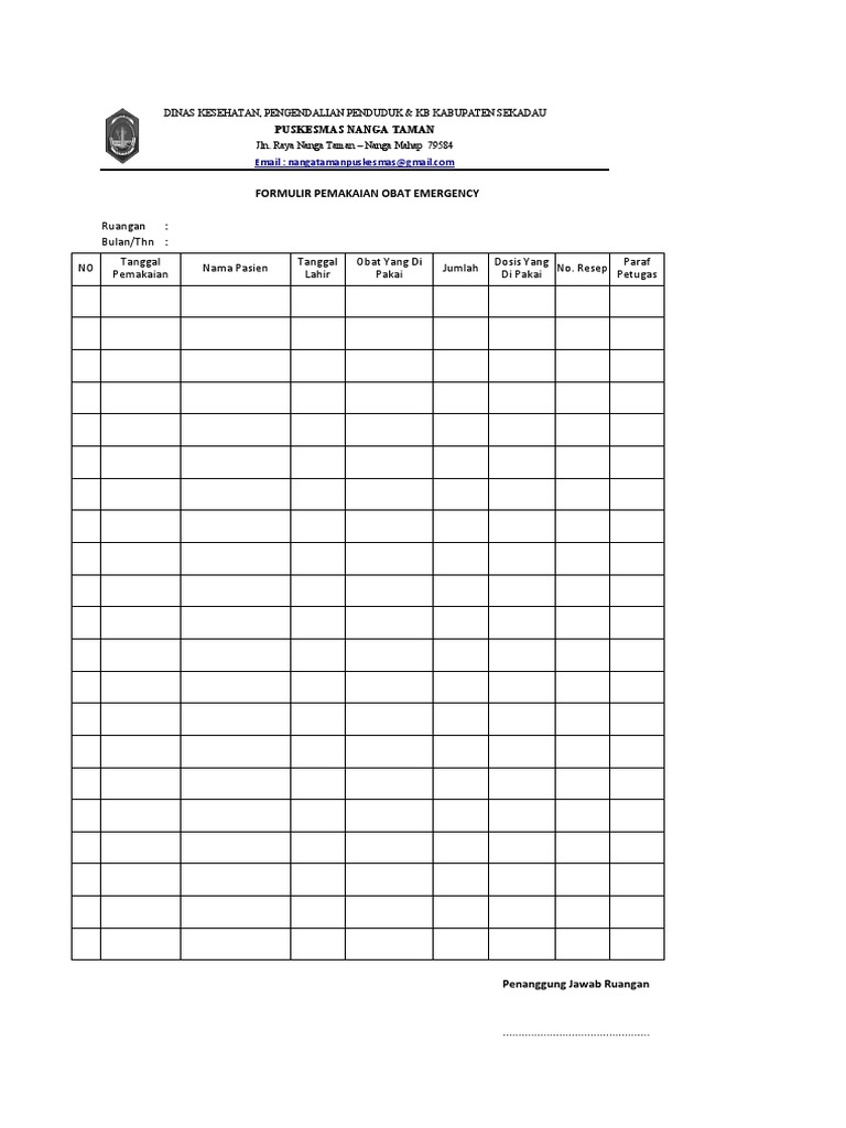 Format Pemakaian Obat Emergency | PDF