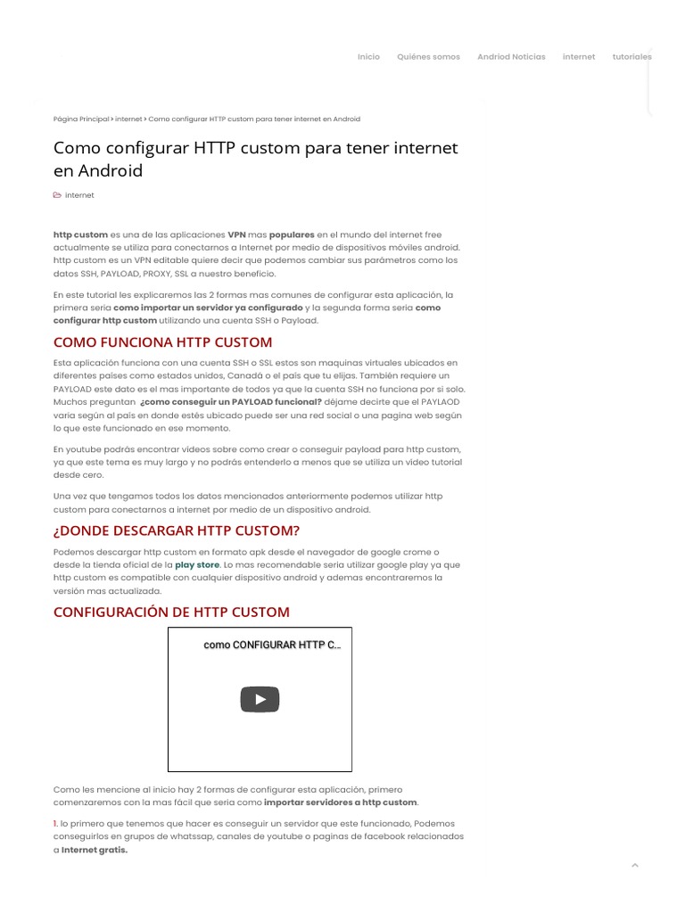 Como Configurar HTTP Custom para Tener Internet en Android | PDF ...