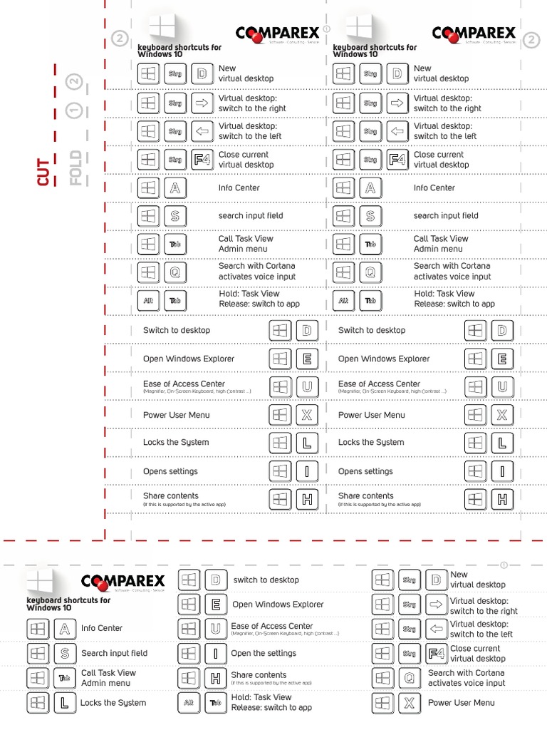 COMPAREX Cheat Sheet Windows 10 | PDF | Computer Keyboard | Windows 10