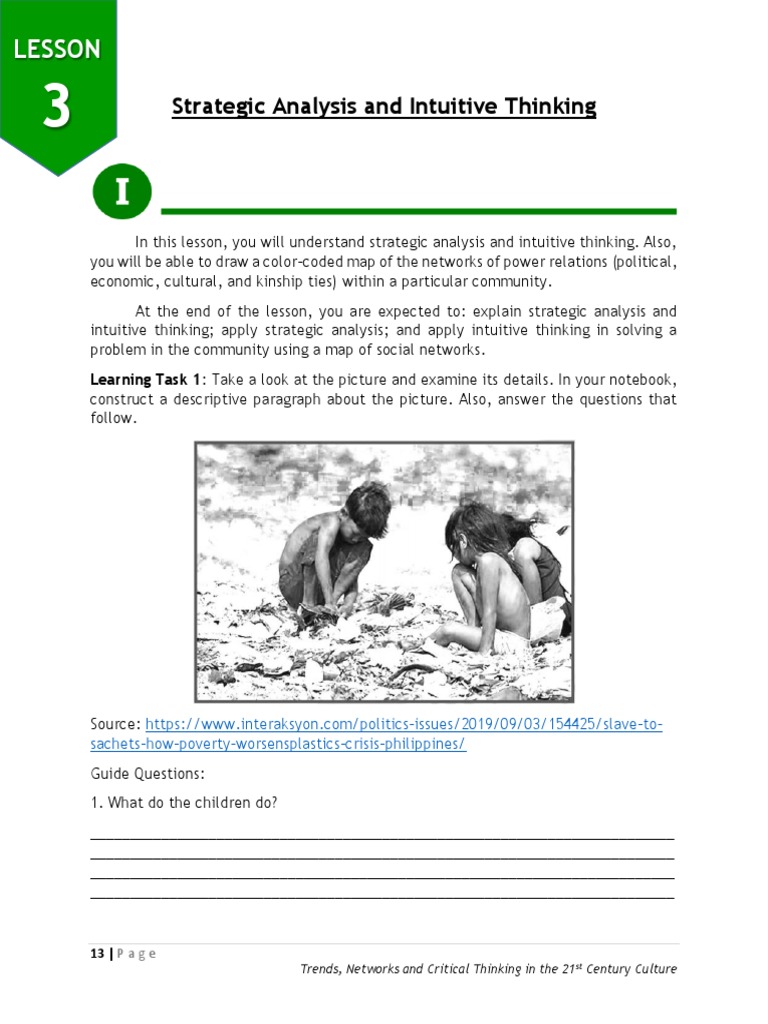 LESSON 3 Strategic Analysis and Intuitive Thinking | PDF | Thought | Intuition