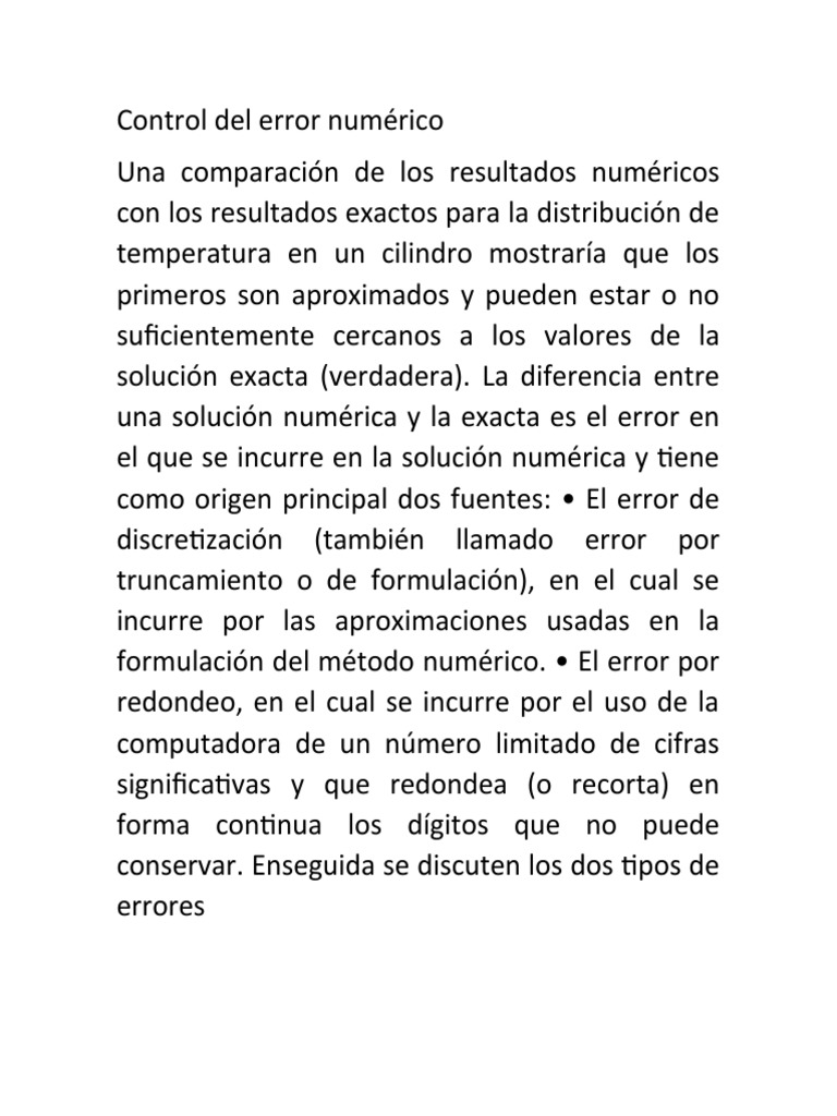 Control Del Error Numérico | PDF | Análisis numérico | Análisis matemático