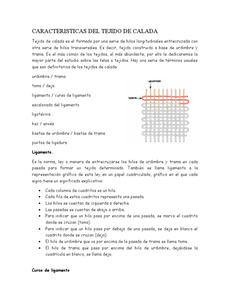 Caracteristicas Del Tejido de Calada | PDF | Telar | Textiles