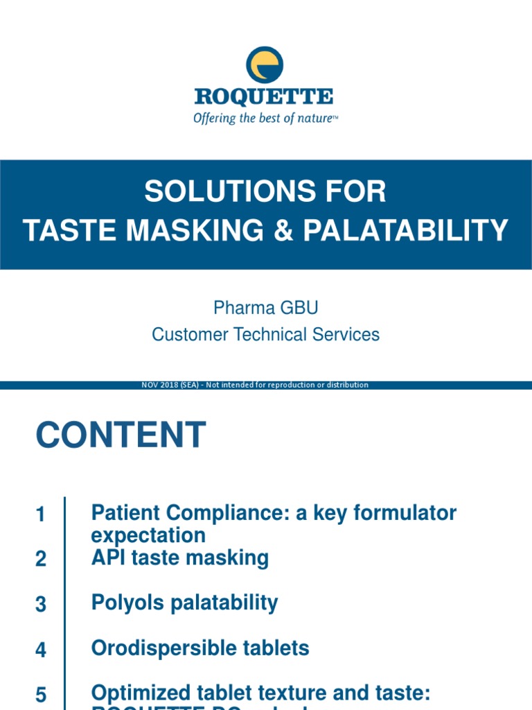 07 Solutions For Taste-Masking and Palatability | PDF | Tablet ...