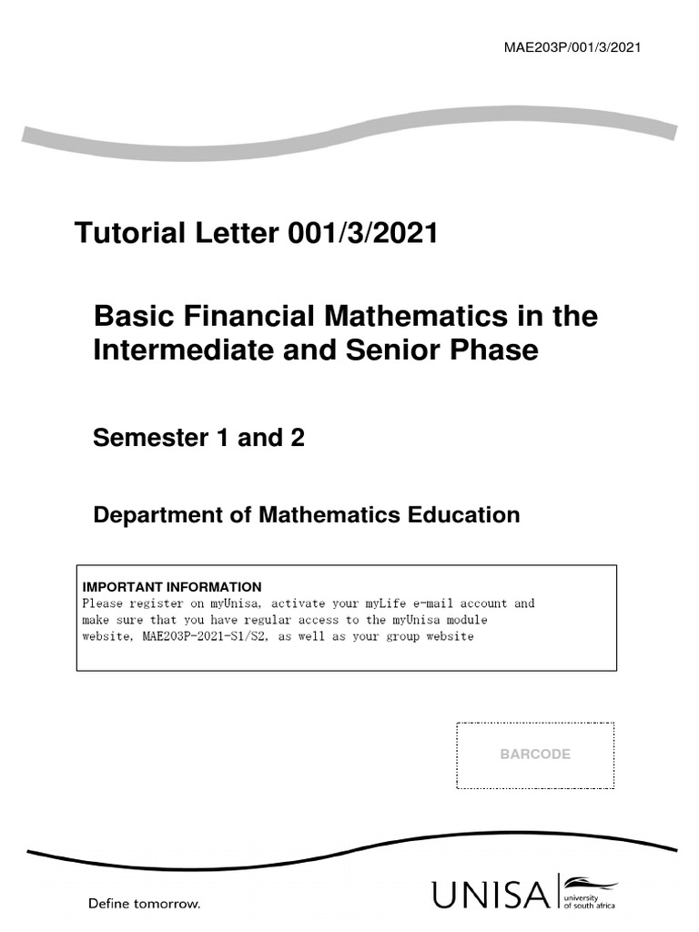 Basic Financial Math Tutorial Letter Explained | PDF | Interest ...