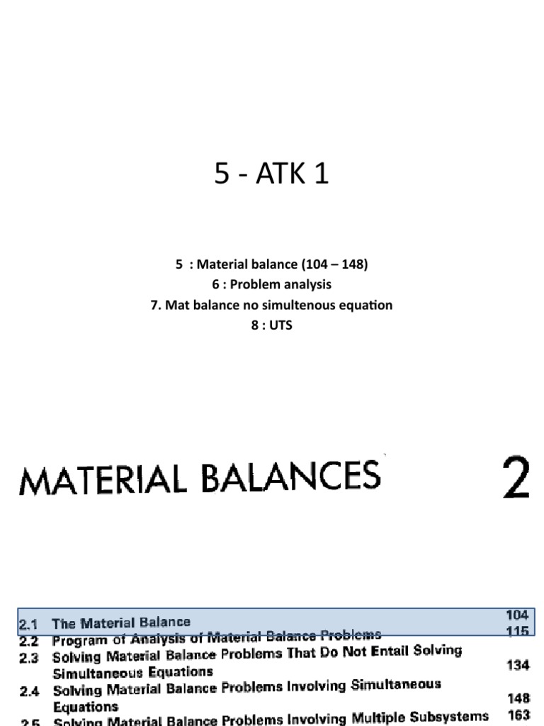 Material Balance | PDF