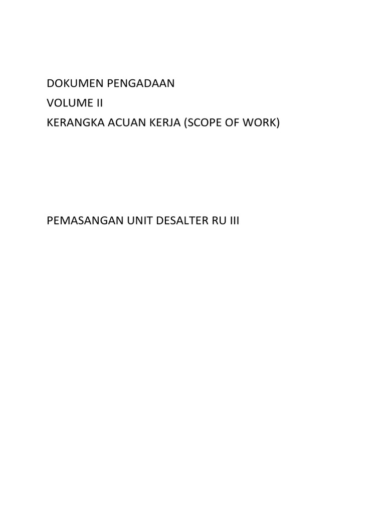 VOL II KERANGKA ACUAN KERJA (SCOPE OF WORK) Rev11-A | PDF