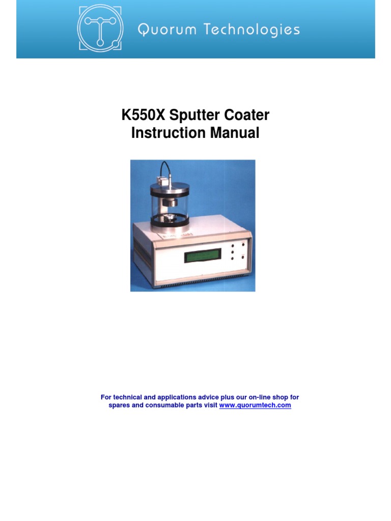 K550X Sputter Coater Manual | PDF | Scanning Electron Microscope ...