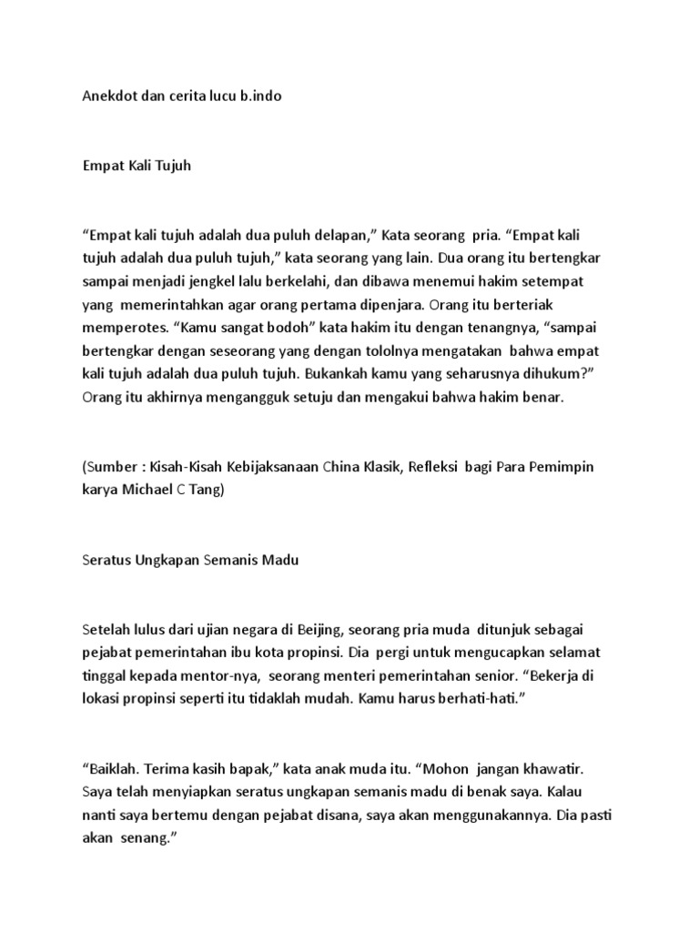 Anekdot Dan Cerita Lucu B.INDOdocx | PDF