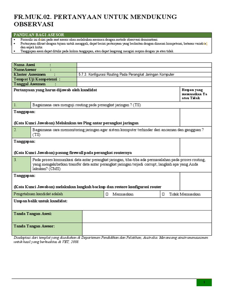 B3 FR. MUK-02 Pertanyaan Untuk Mendukung Observasi Ok | PDF