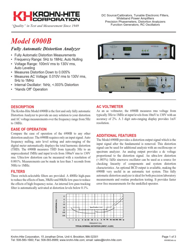 Model 6900B: Fully Automatic Distortion Analyzer | PDF | Distortion ...