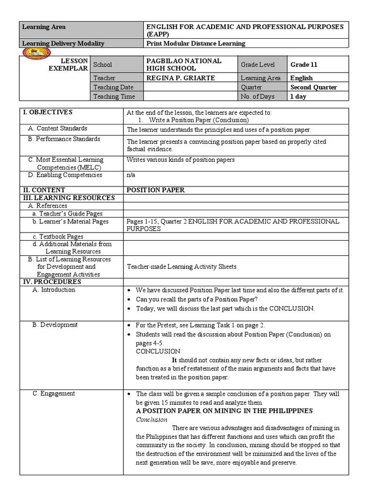 Position Paper Demo | PDF | Bullying | Learning