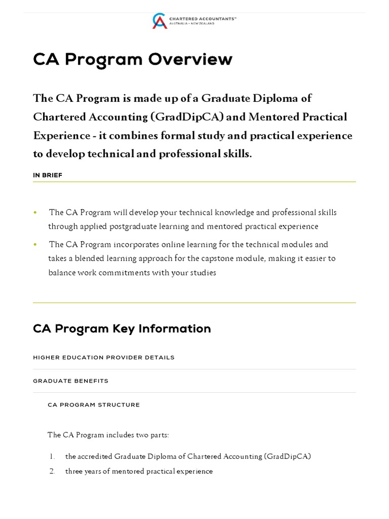 CA Program Overview - Become A Member - CA ANZ | PDF | Postgraduate ...
