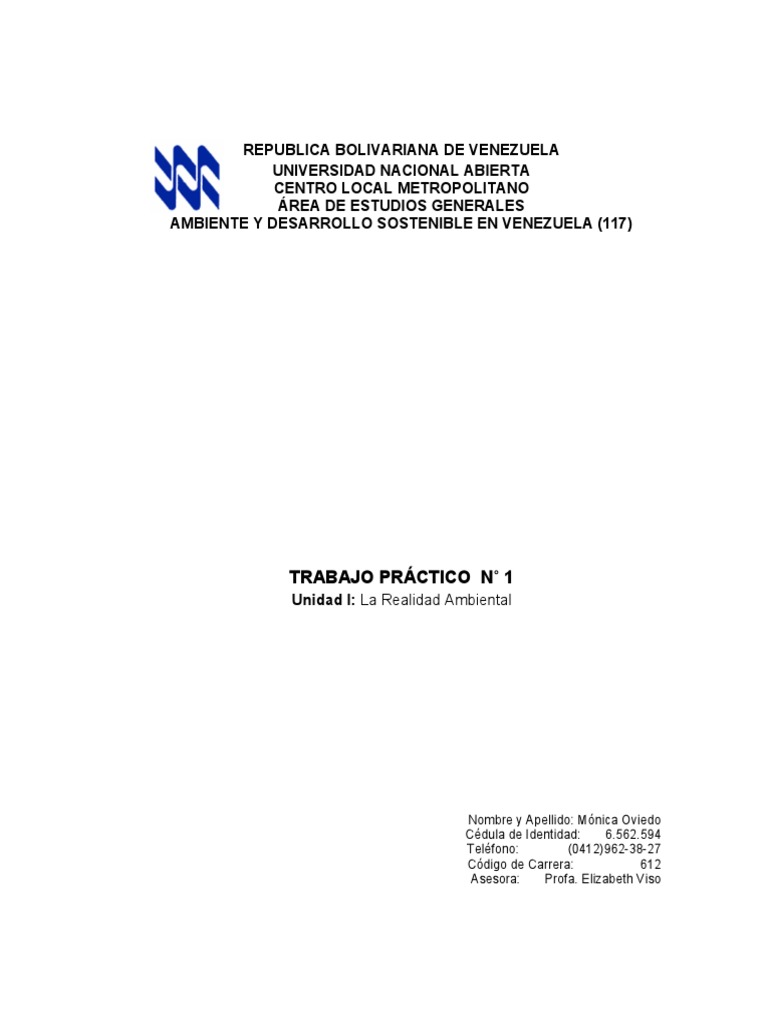 Cod - 117 - Trab - Prac - 1 - Primera Entrega | PDF | Ecosistema | Ecología