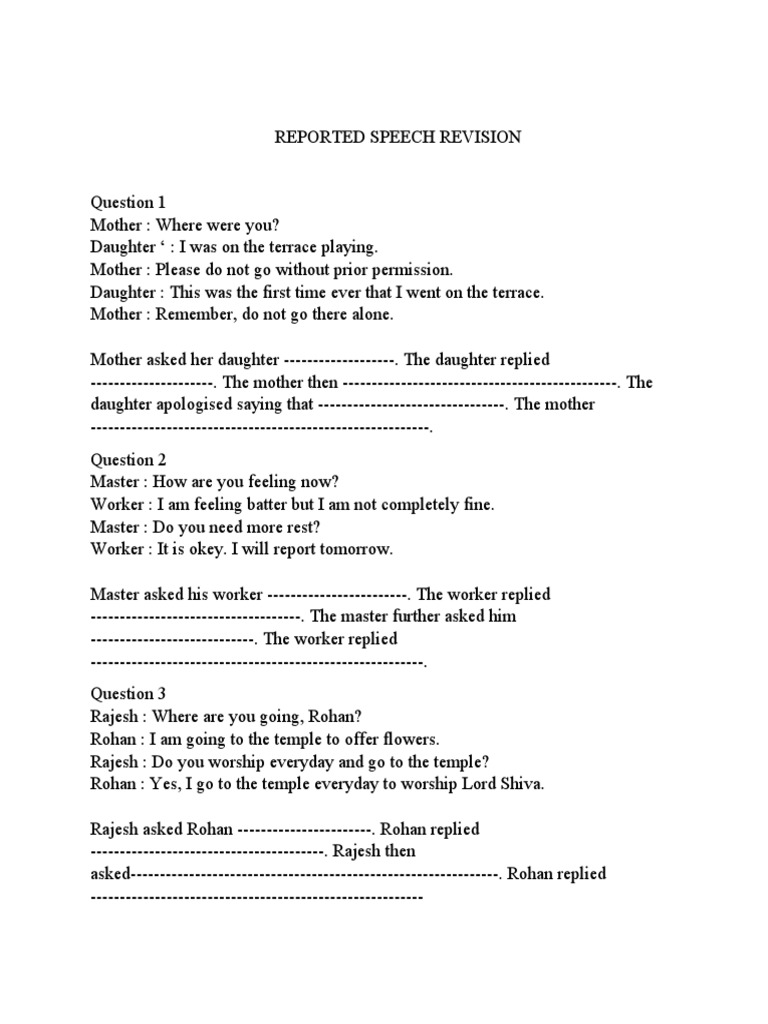 Reported Speech Revision | PDF