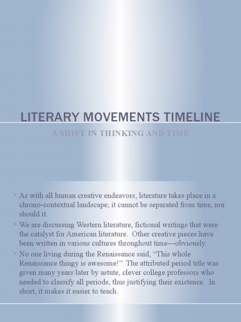 Literary Movements Timeline | PDF | Postmodernism | Romanticism