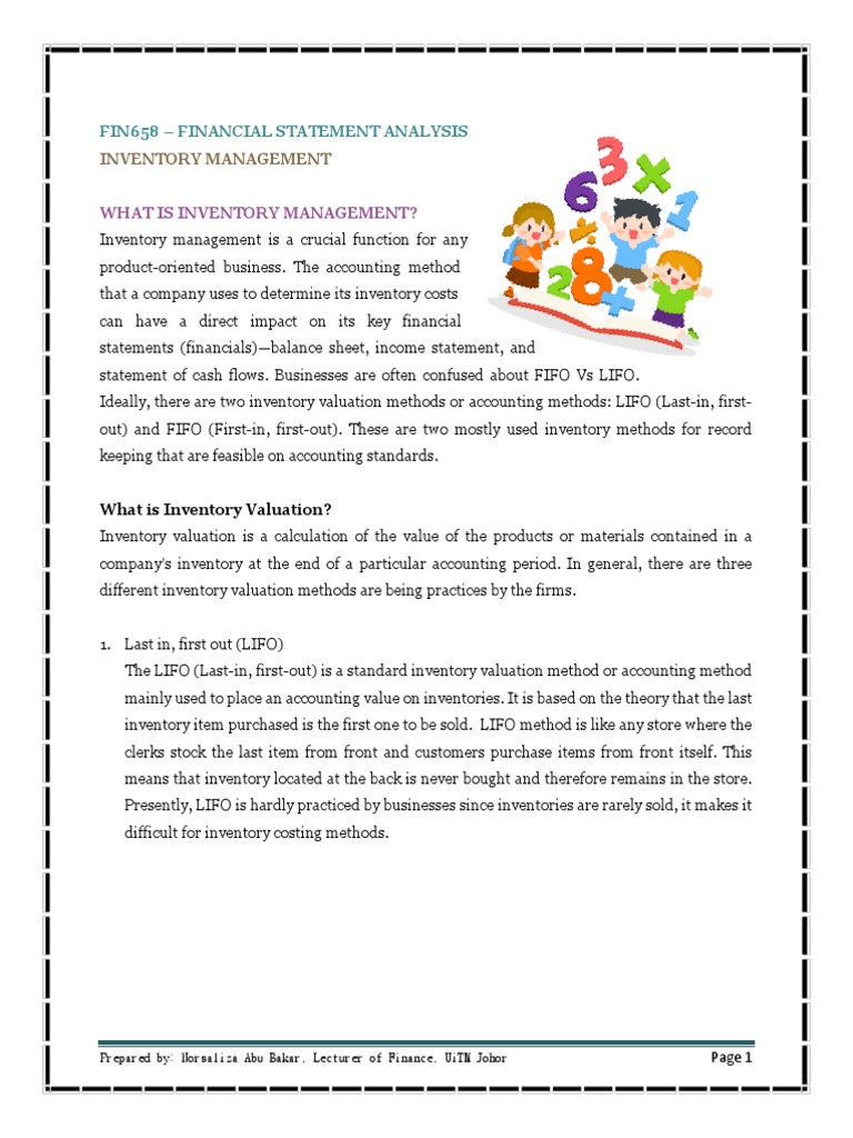 Inventory Management: Fin658 - Financial Statement Analysis | PDF ...