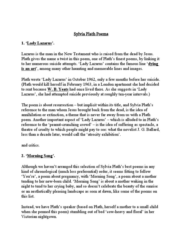Sylvia Plath Poems | PDF | Sylvia Plath | Poetry