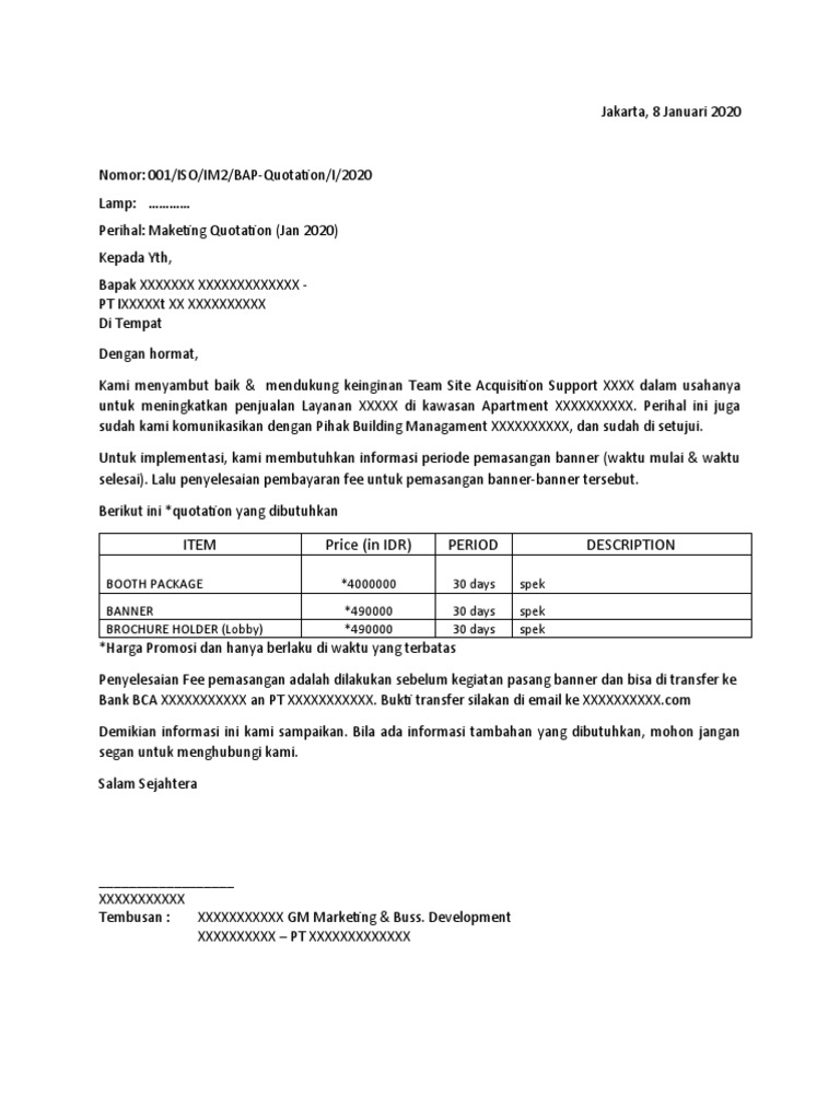 Quotation Bea Pasang Booth Marketing Di Lobby Apt | PDF | Bisnis | Teknologi & Rekayasa