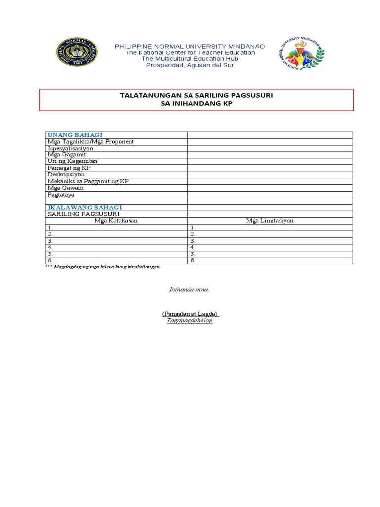 P-Fil 04 - Talatanungan - Pansariling Ebalwasyon | PDF