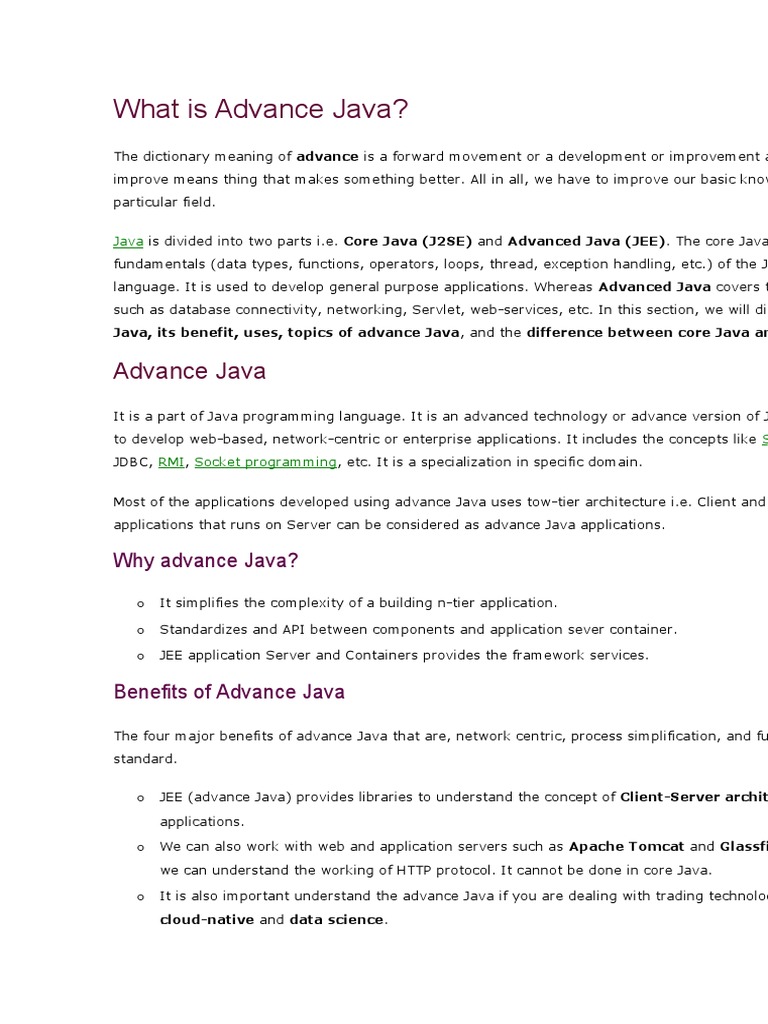 What Is Advance Java? | Download Free PDF | Spring Framework | Java (Programming Language)