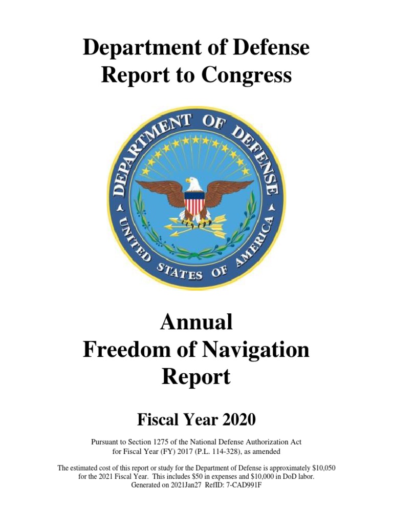 Annual Freedom of Navigation Report 2020 | PDF | Territorial Waters ...
