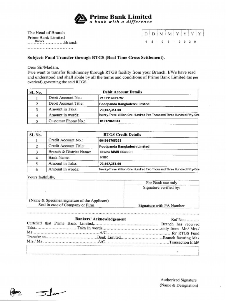 Prime Bank RTGS Soft | PDF | Finance & Money Management | Wellness