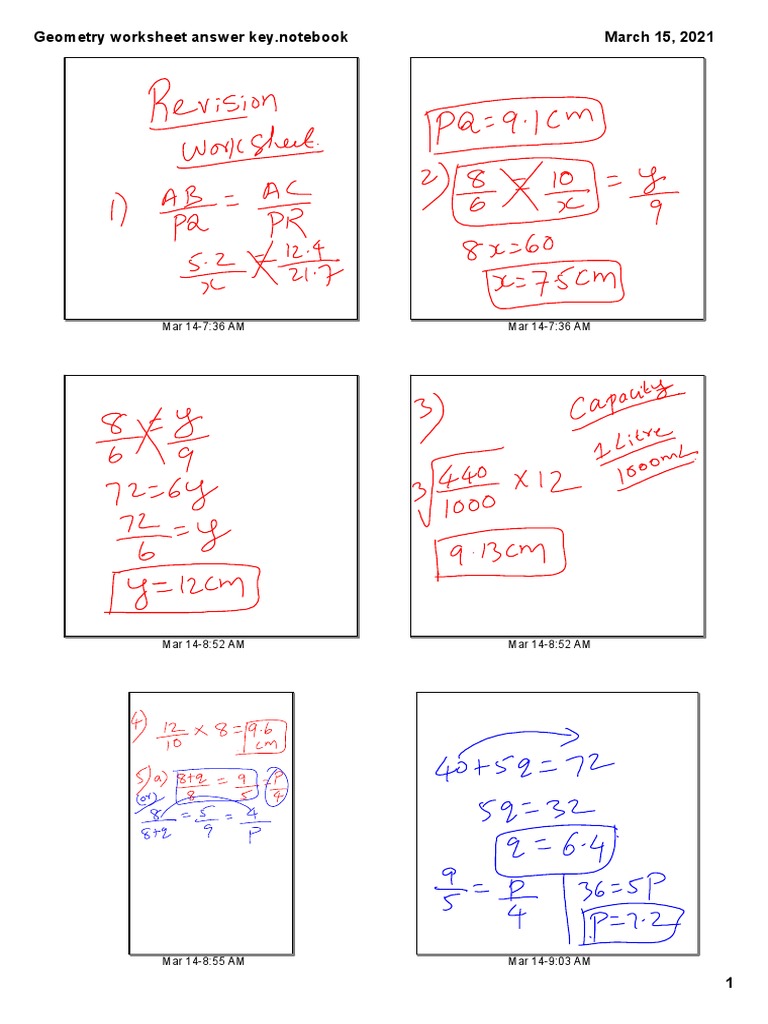 Geometry Worksheet Answer Key | PDF