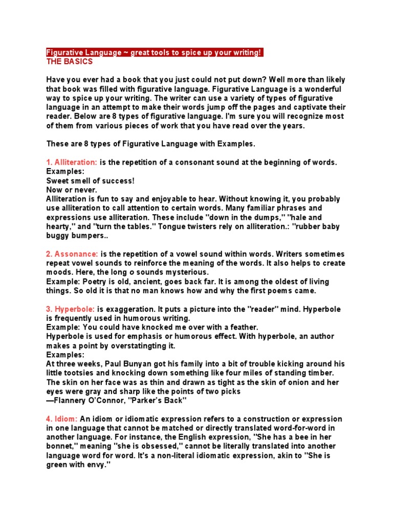 The Basics: Figurative Language Great Tools To Spice Up Your Writing ...