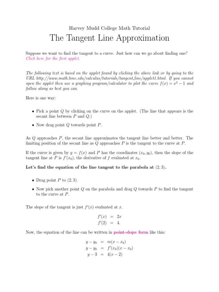 Tangent Line | PDF | Tangent | Slope