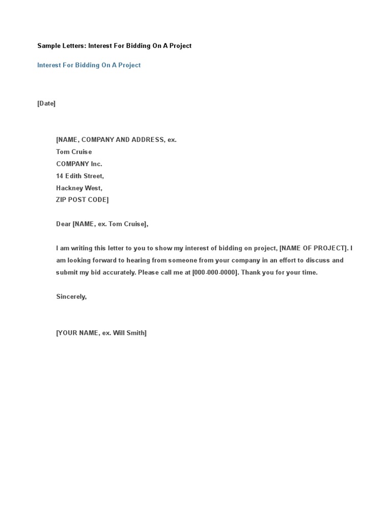 Letter Of Interest Rfp Template