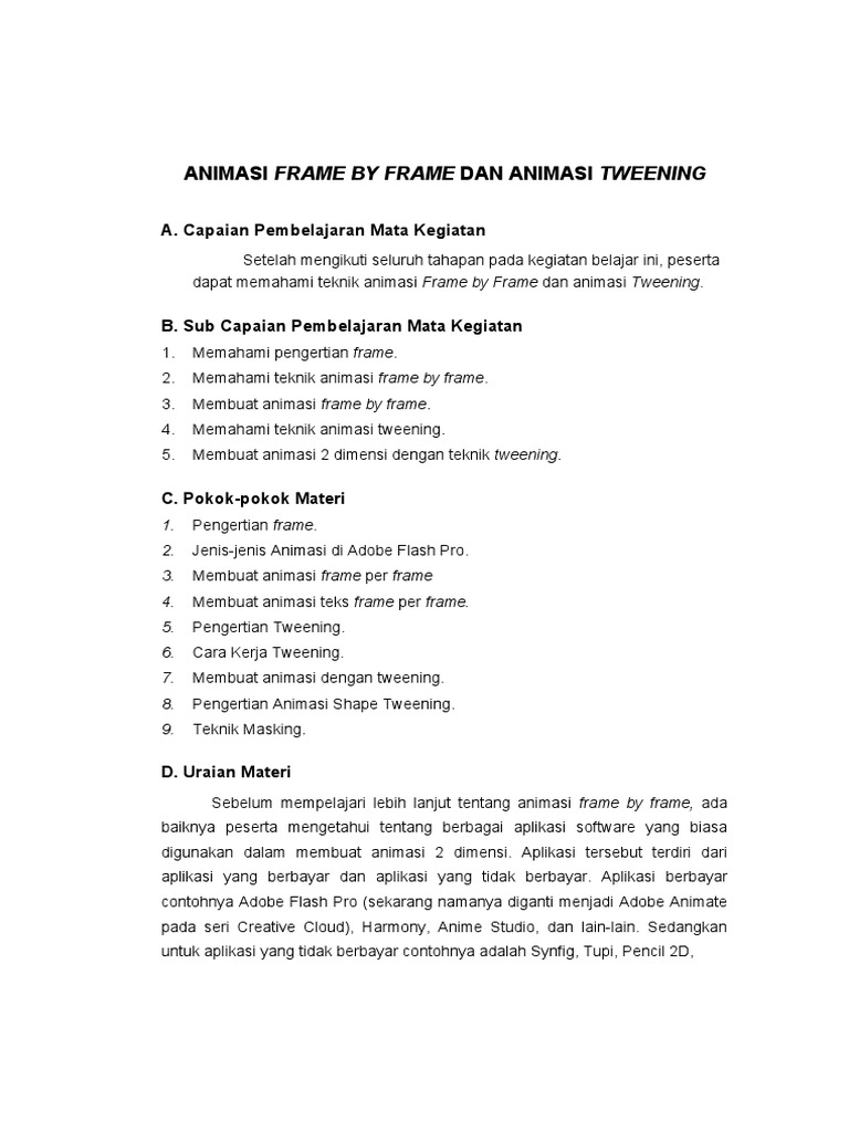 6 KB 2 Animasi Frame by Frame Dan Animasi Tweening | PDF