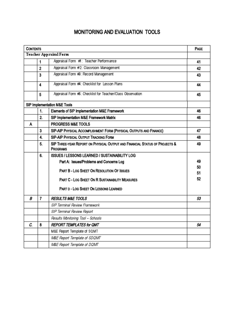 Monitoring and Evaluation Tools-1 | PDF | Sustainability | Educational ...