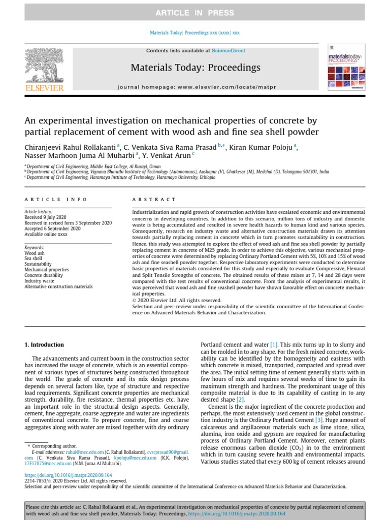 An Experimental Investigation On Mechanical Properties of Concrete by ...