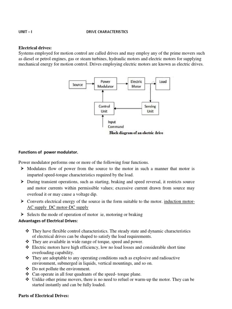 Electrical Drives:: Unit - I Drive Characteristics | PDF | Electric ...