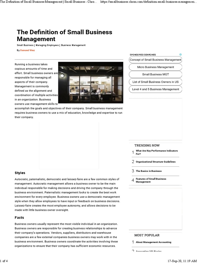 The Definition of Small Business Management - Small Business - Chron ...