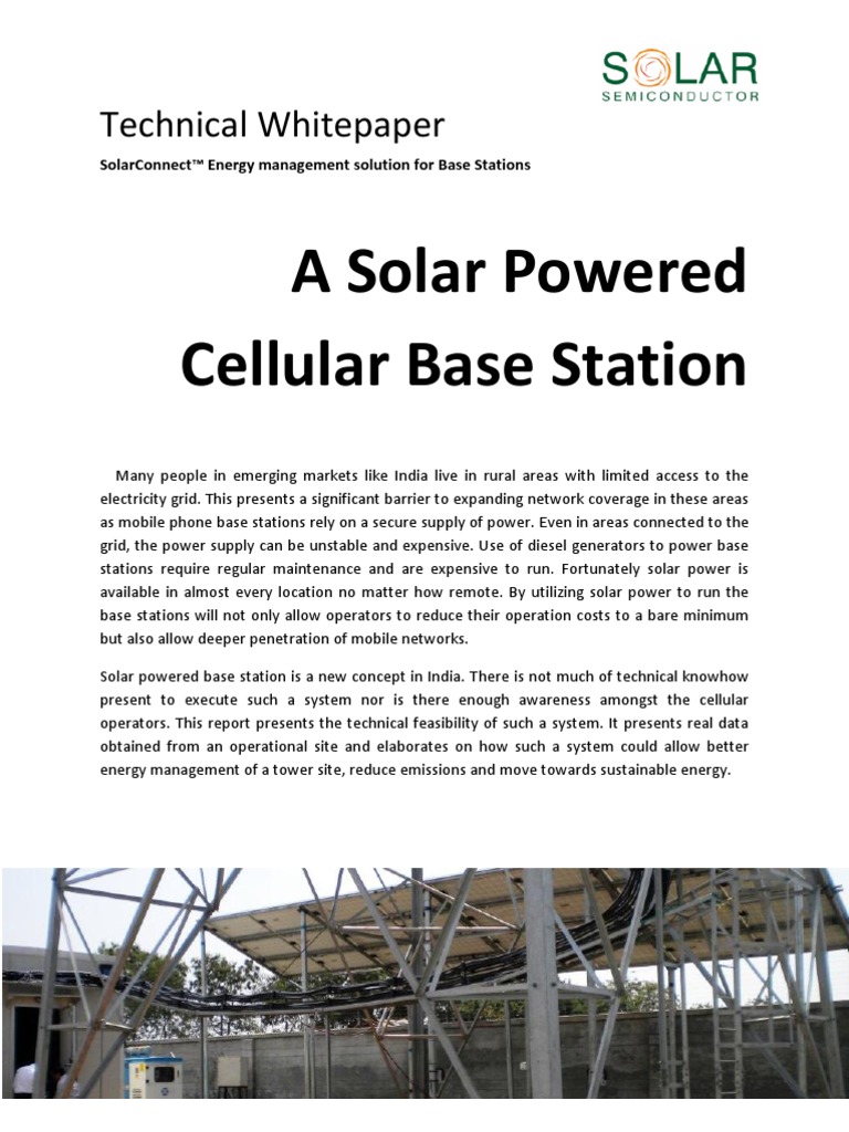A Solar Powered Cellular Base Station: Technical Whitepaper | PDF ...