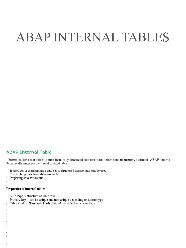 Abap Internal Tables Pdf Database Index Computer Science