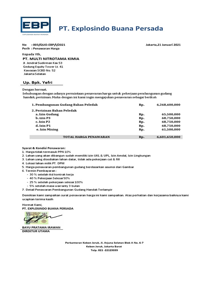 003 - QUO Pembangunan Gudang Handak PT. DPM - Revisi 3 | PDF | Hukum | Griya & Taman