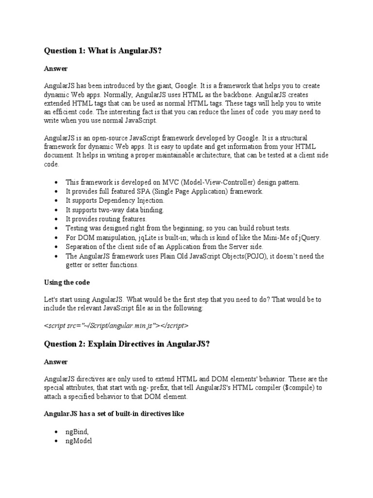AngularJs Question | PDF | Angular Js | Web Application