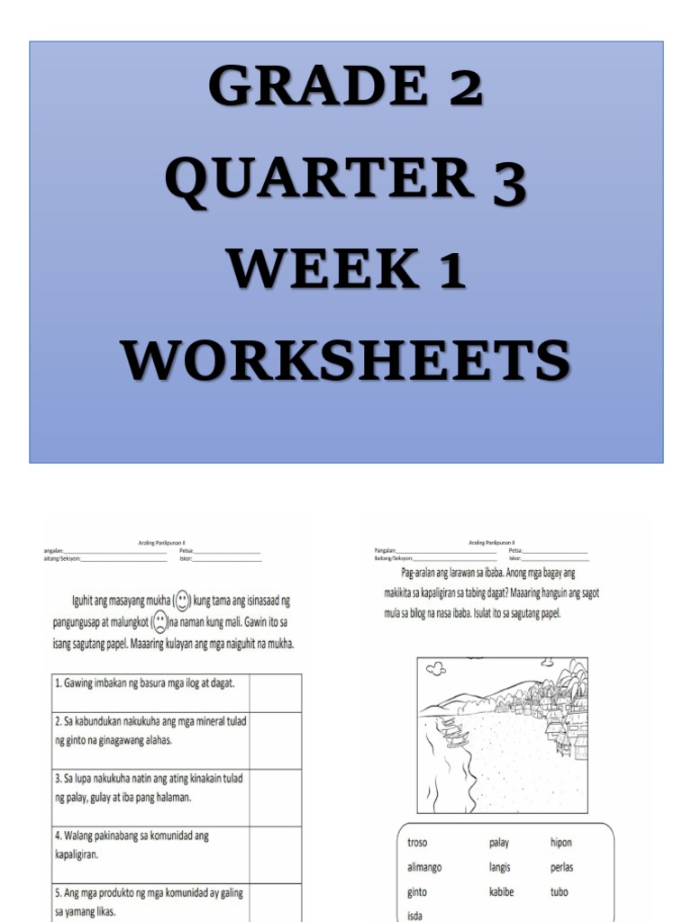 Grade 2 Quarter 3 Week 1 Worksheets | PDF